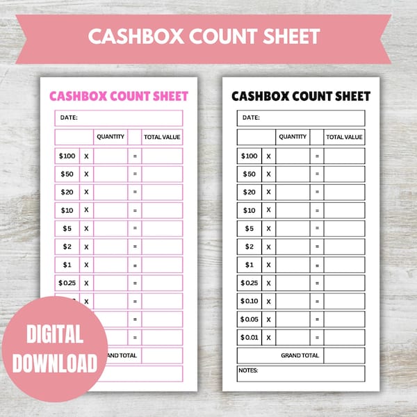 Safe Count Sheet - Etsy