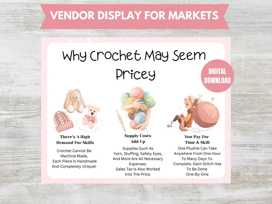 Crochet Market PDF Display Sign, Why Crochet May Seem Pricey Sign ...