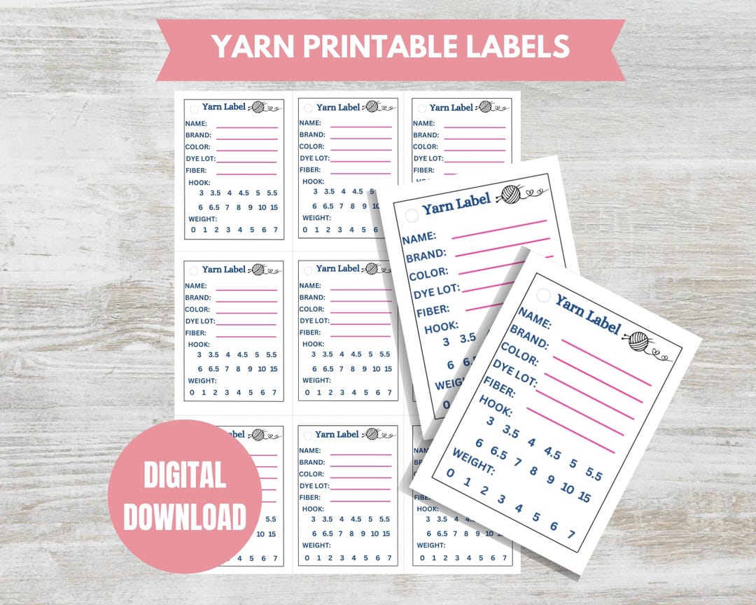 Printable Yarn Tags, PDF Printable Yarn Labels, Organized Yarn Tags ...