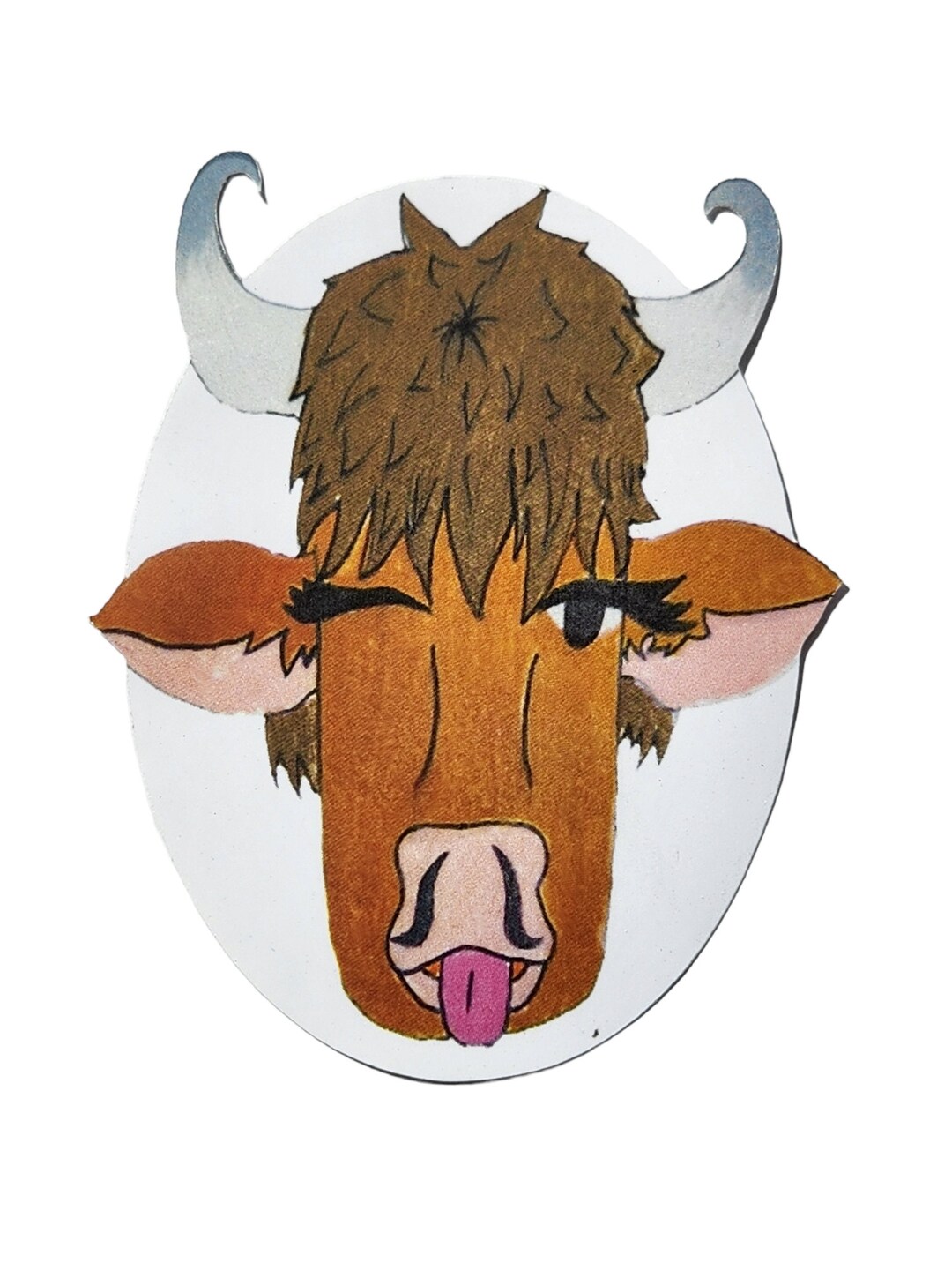 Draw by Hand Winky Cow Sticker - Etsy