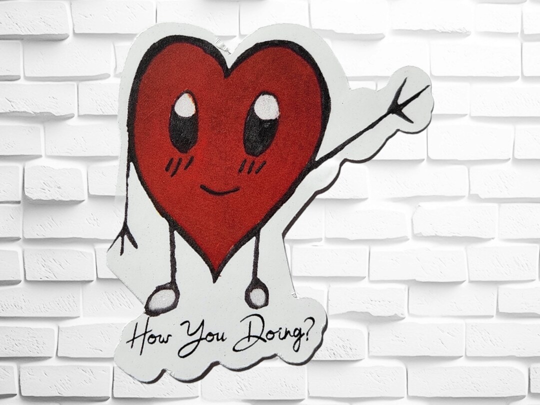 Hand-drawn Waving Heart Sticker: Laptop, Water Bottle Decal - Etsy