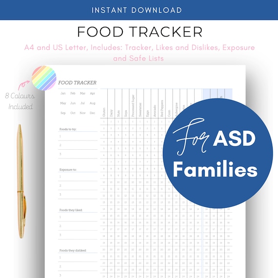 PRINTABLE Food Tracker Monthly: Autism Neurodiverse | Etsy