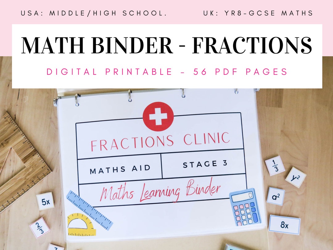 Fractions Learning Binder - Printable Math Activities Worksheet Book ...