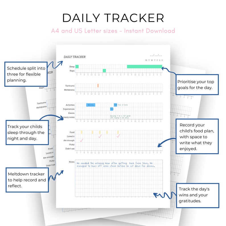 PRINTABLE Neurodiverse Daily Tracker - Autism, ADHD, ADD, Sleep Tracker ...