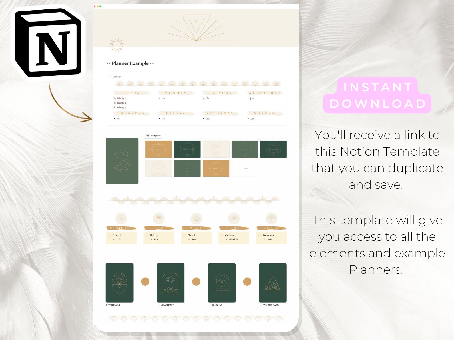 Notion Boho Theme Stickers Borders Headings Covers and Icons, Aesthetic ...