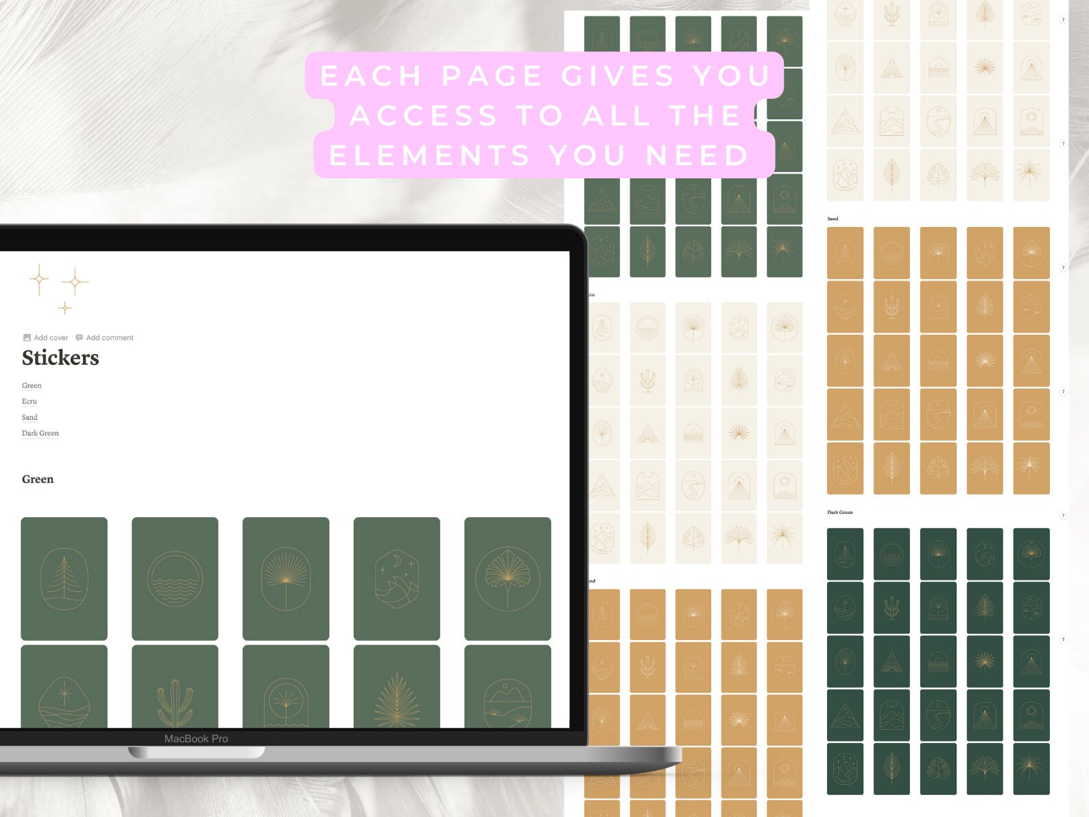 Notion Boho Theme Stickers Borders Headings Covers and Icons, Aesthetic ...