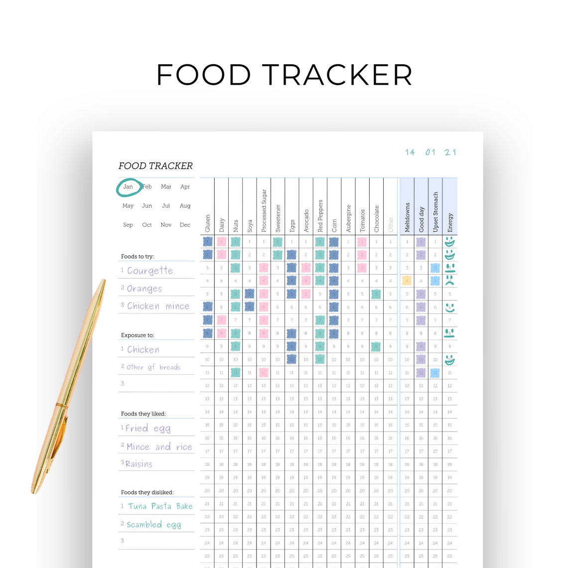 PRINTABLE Food Tracker Monthly: Autism Neurodiverse - Etsy