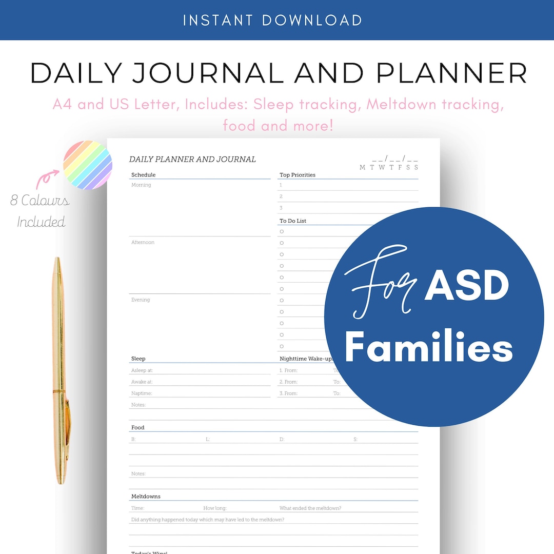 PRINTABLE Daily Planner & Journal for Neurodiverse Families - Autistic ...