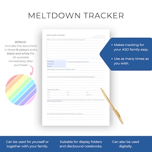 PRINTABLE Neurodiverse Meltdown Tracker - Autism, ASD, ADHD, Meltdowns ...