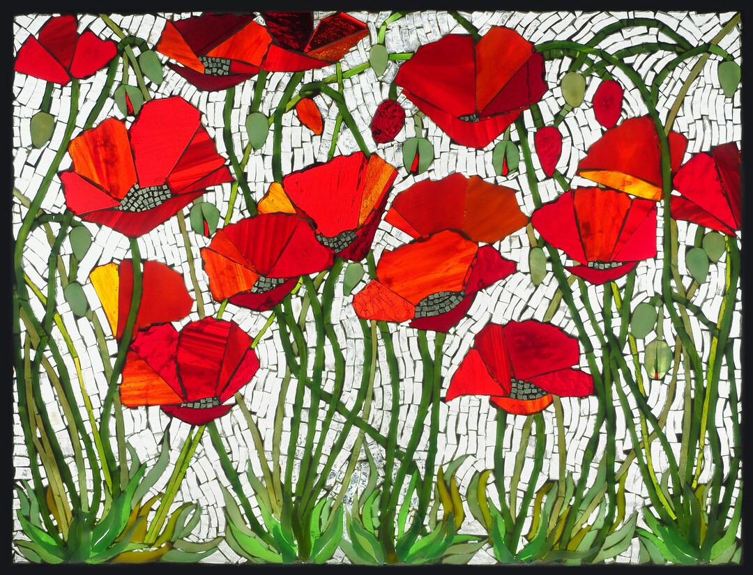 Mosaic Red Poppies for Remembrance MADE TO ORDER - Etsy