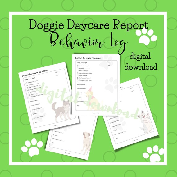 Doggie Daycare Behavior Log Digital Dog Puppy Walking / Dog - Etsy