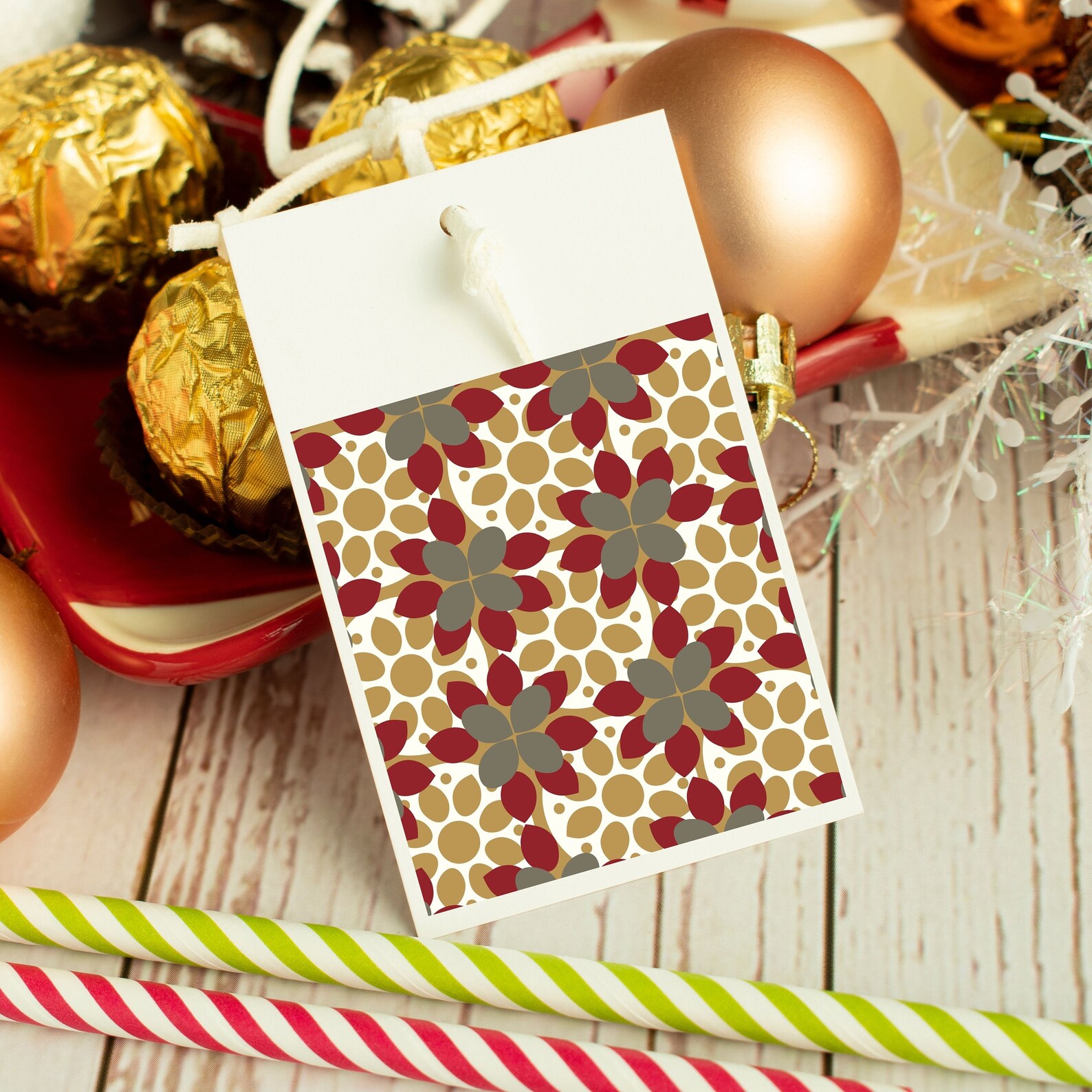 Digital Paper, Christmas Flowers Pattern Pack, Social Media Background ...