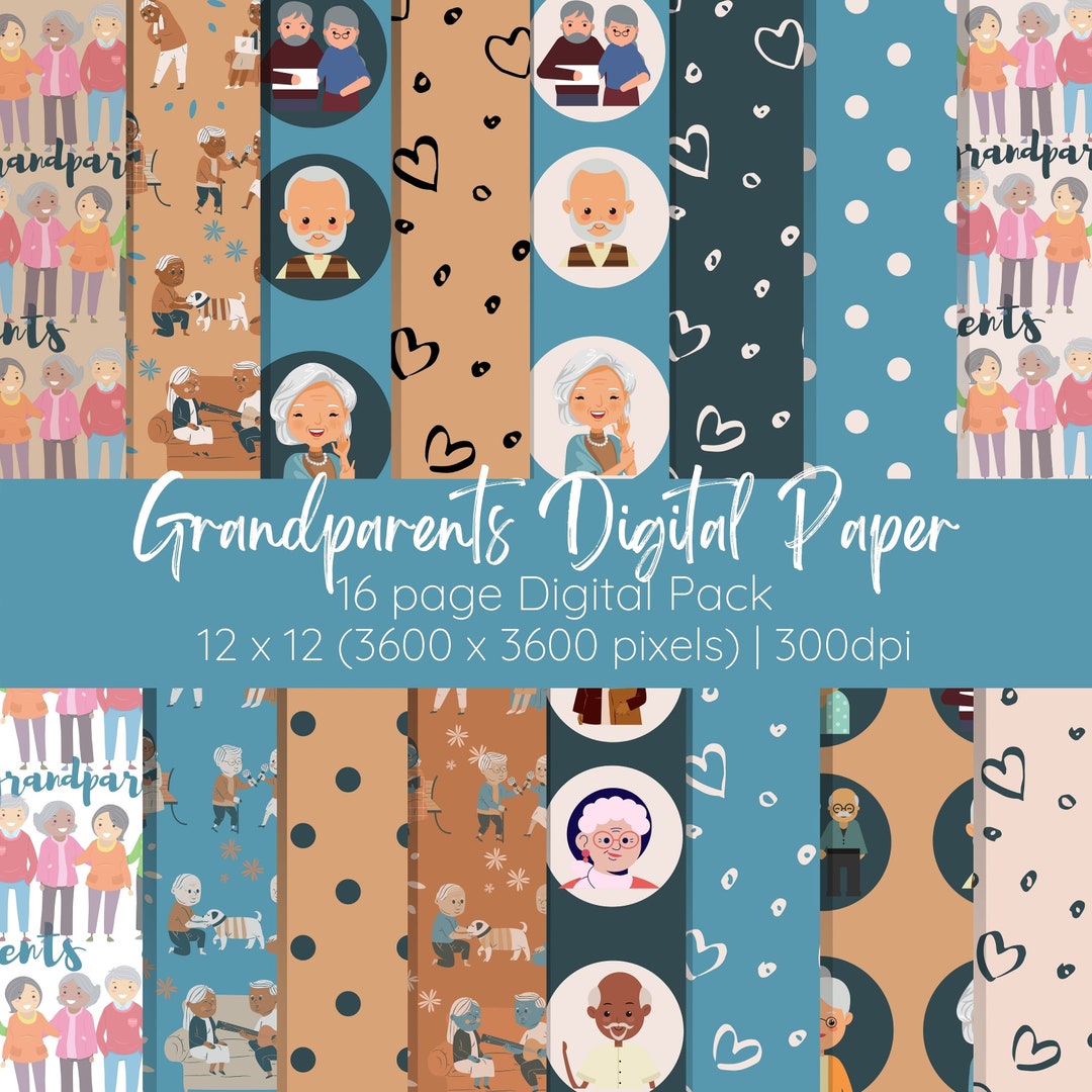 Grandparents Digital Paper Scrapbook Collage Background - Etsy