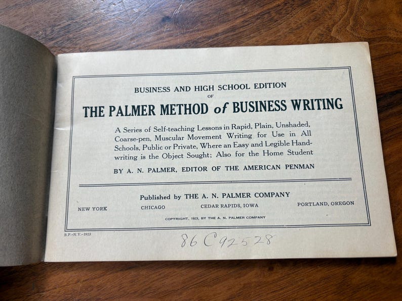 1923 Palmer Method of Business Writing - Etsy