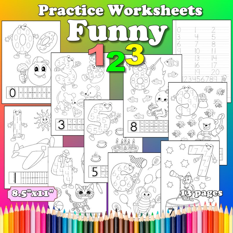 123 Practice Worksheet Preschool Toddler Practice Writing 123 | Etsy