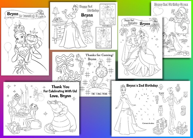 Princess Birthday Party favor Princess coloring pages PDF | Etsy