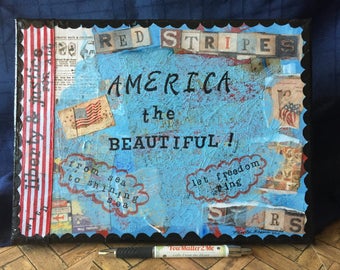 Mixed Media Wall Art Jeweled Square - Etsy