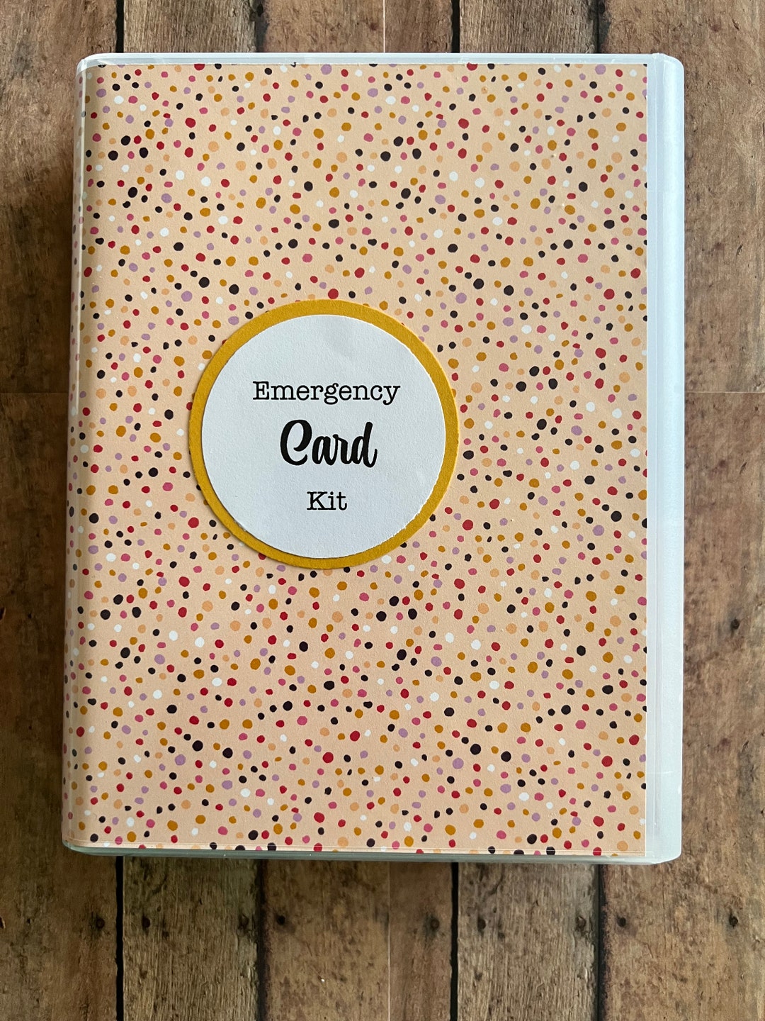 129 - Speckled Dots Peach Background Emergency Card Kit With 6 Handmade ...