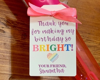 Thank You for Making My Birthday so Bright Tags, Kids Birthday Party ...