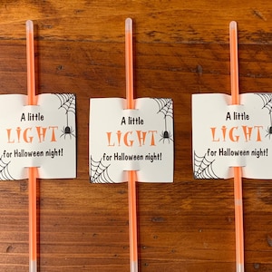 A Little Light for Halloween Night Tag, Glow Stick Favor Card ...