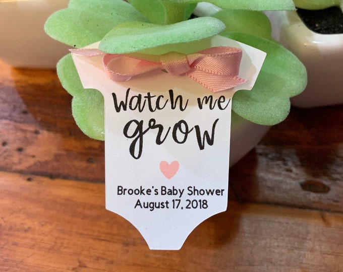 Watch Me Grow Tags (2" Wide), Watch Me Grow Baby Shower Favor Tags ...