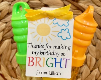 Thank You for Making My Birthday so Bright Tags, Kids Birthday Party ...