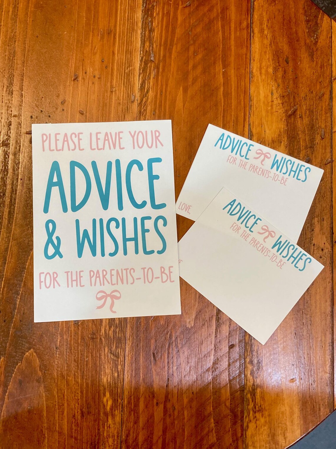Advice for the Parents to Be Sign and Cards Set, New Parents Advice ...