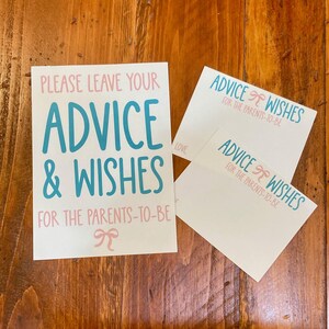 Advice for the Parents to Be Sign and Cards Set, New Parents Advice ...