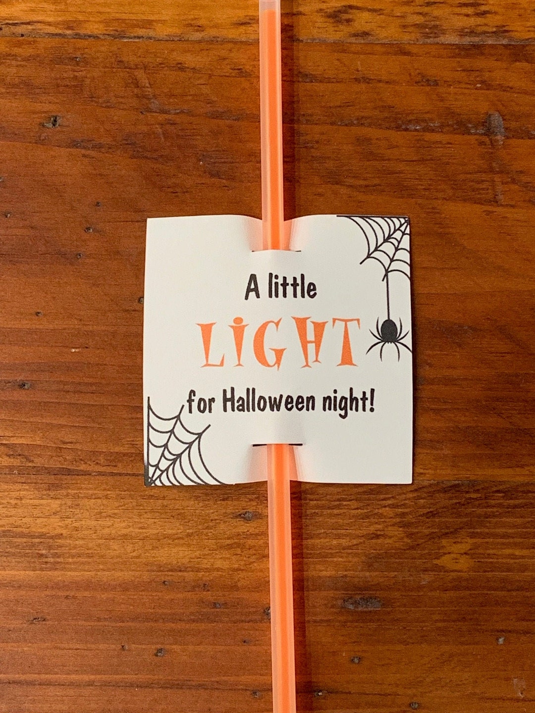A Little Light for Halloween Night Tag, Glow Stick Favor Card ...