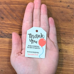 Thank You for Coming to My Party Tags, Kids Birthday Party Favor Tags ...