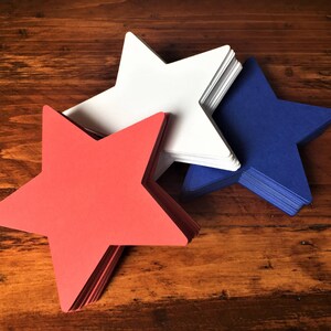 24 Paper Stars, You Choose Size, Red White Blue Paper Stars, Star Die ...