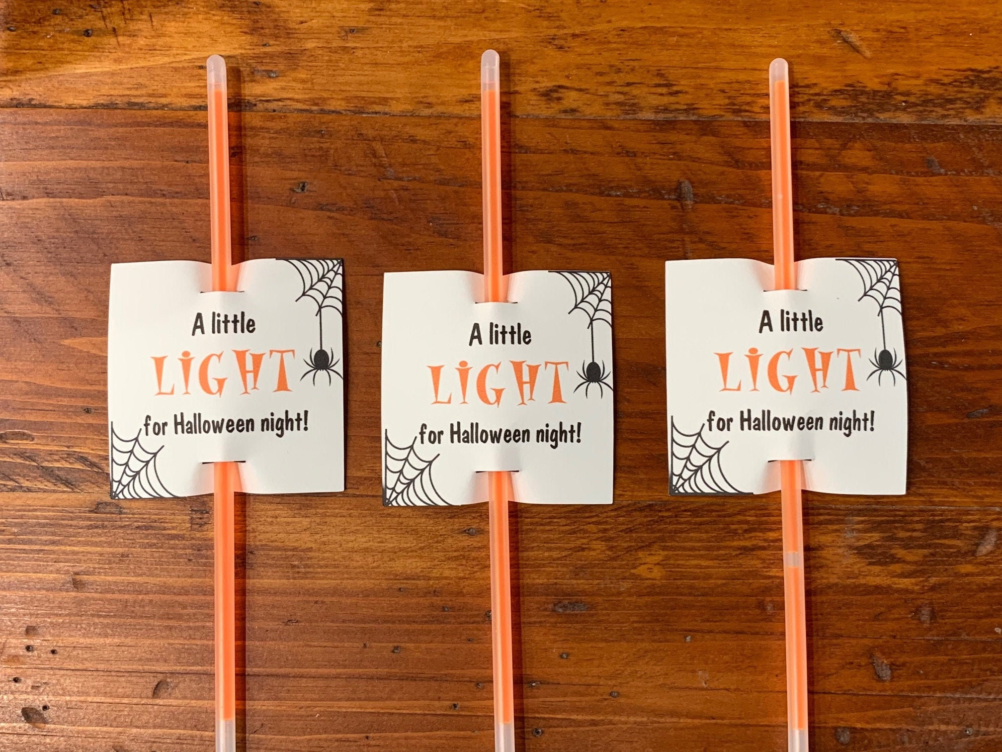 A Little Light for Halloween Night Tag, Glow Stick Favor Card ...