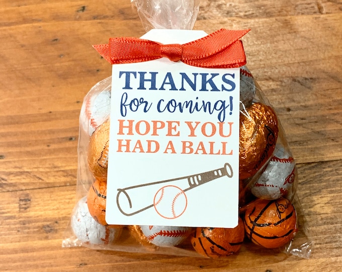 Sports Theme Birthday Party Favor Tags, Thanks for Coming Hope You Had ...