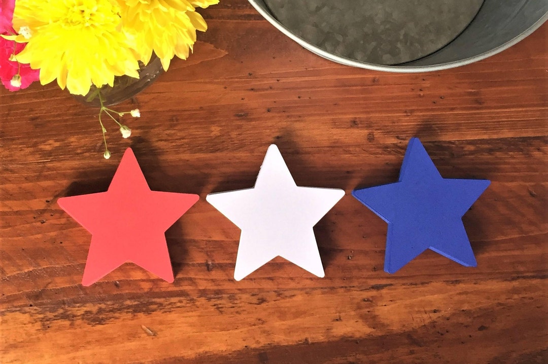 24 Paper Stars, You Choose Size, Red White Blue Paper Stars, Star Die ...