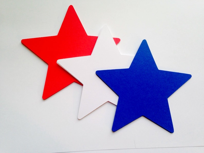 24 Paper Stars You Choose Size Red White Blue Paper Stars - Etsy