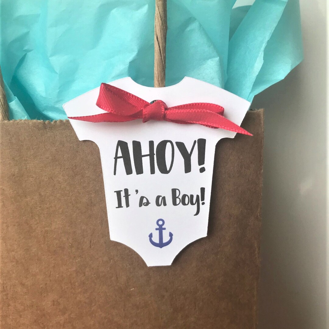Ahoy It's a Boy Tags (2.5" Wide), Ahoy It's a Boy Baby Shower Favor ...