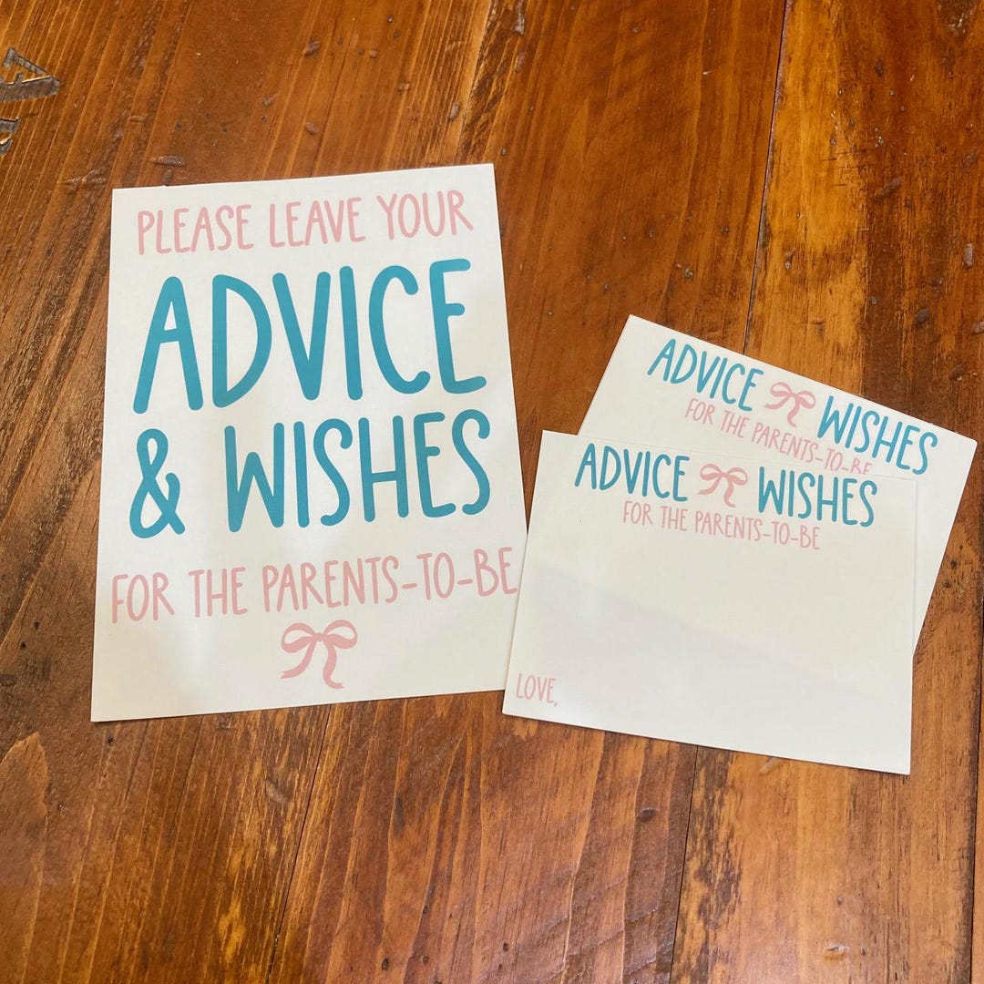 Advice for the Parents to Be Sign and Cards Set, New Parents Advice ...