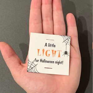 A Little Light for Halloween Night Tag, Glow Stick Favor Card ...