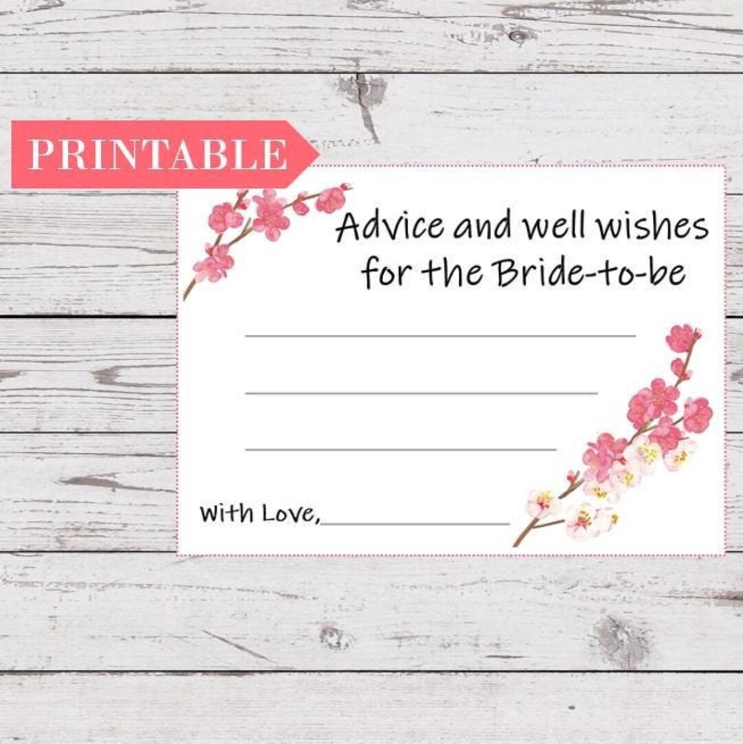 Advice for the Bride-to-be Cards, Bridal Shower Advice Cards, Leave ...