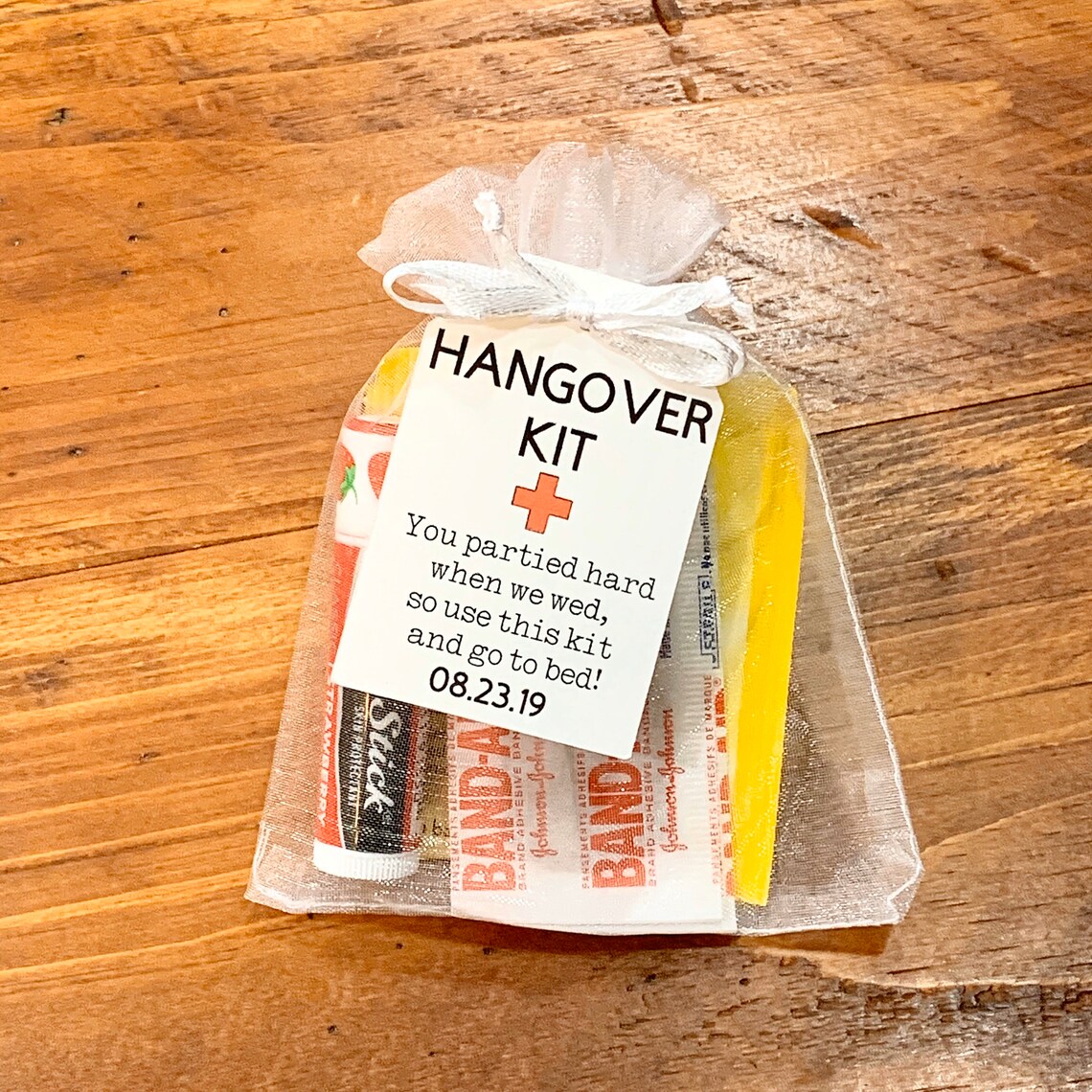 Hangover Kit Tags + Bags, You Partied Hard When We Wed Tag, Custom ...