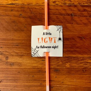A Little Light for Halloween Night Tag, Glow Stick Favor Card ...