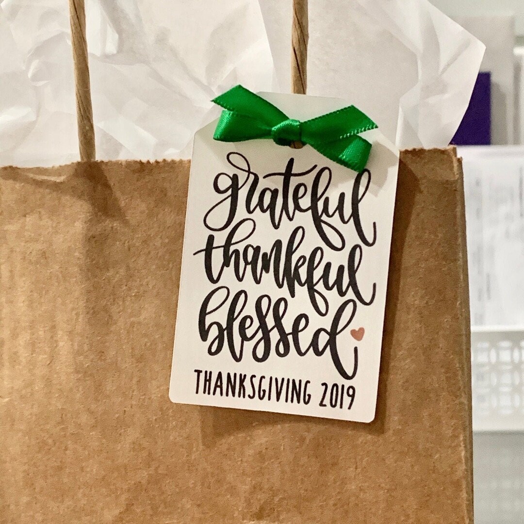 Grateful, Thankful, Blessed Tags, Thanksgiving Table Decor ...