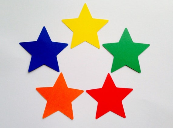 Paper Stars Star Die Cuts Primary Color Stars Rainbow | Etsy