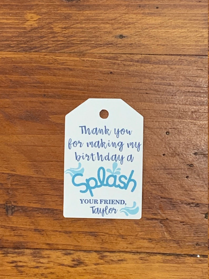 Thank You for Making My Birthday a Splash Tags Kids Birthday - Etsy