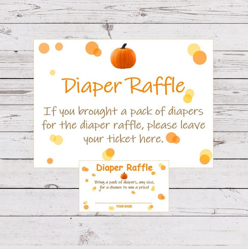 Diaper Raffle Sign and Tickets Printable Pumpkin Baby Shower | Etsy