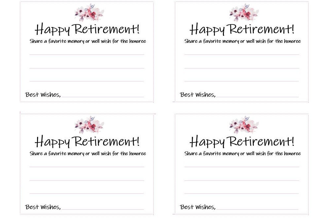 Share a Memory Printable Cards, Retirement Party Memory Cards ...