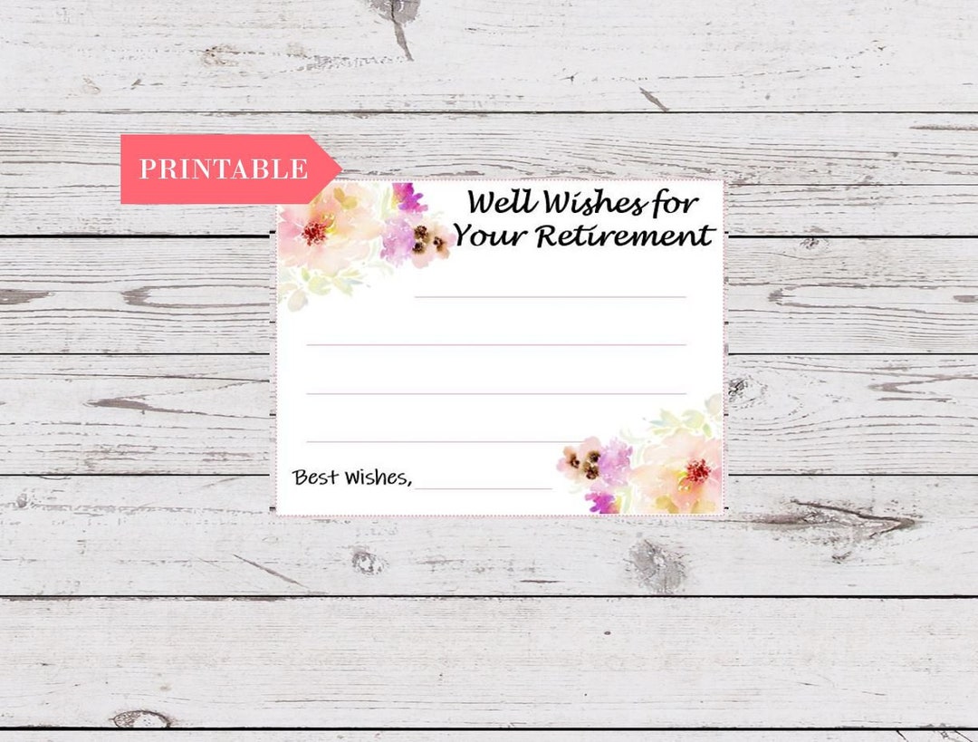 Retirement Wishes Printable Cards Well Wishes for Retirement - Etsy