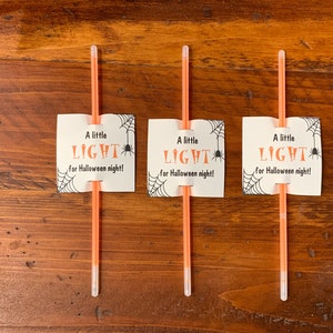 A Little Light for Halloween Night Tag, Glow Stick Favor Card ...