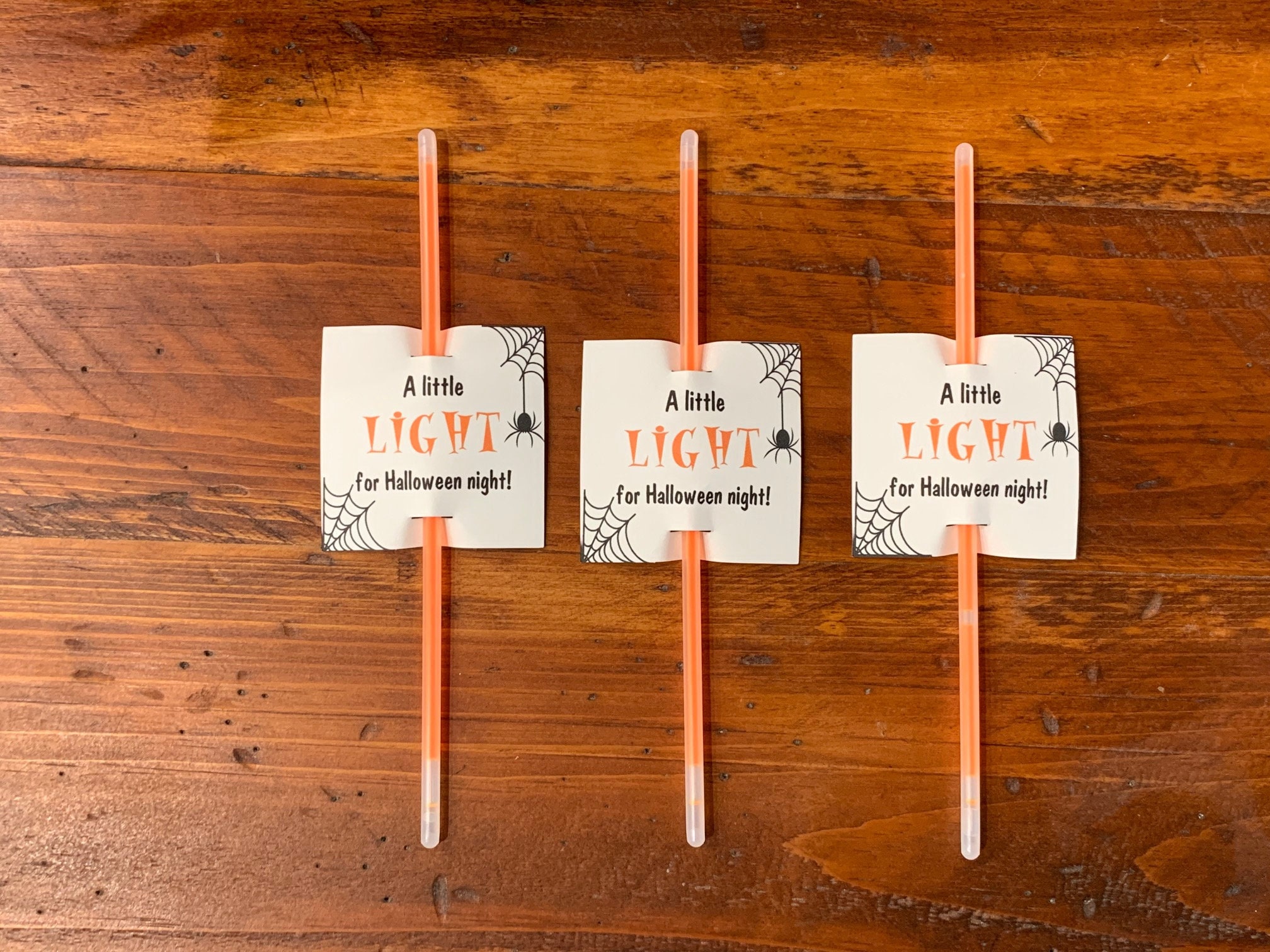 A Little Light for Halloween Night Tag, Glow Stick Favor Card ...
