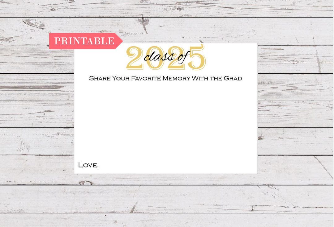 Share Your Memory With the Grad Printable, Leave a Memory Card, 2025 ...